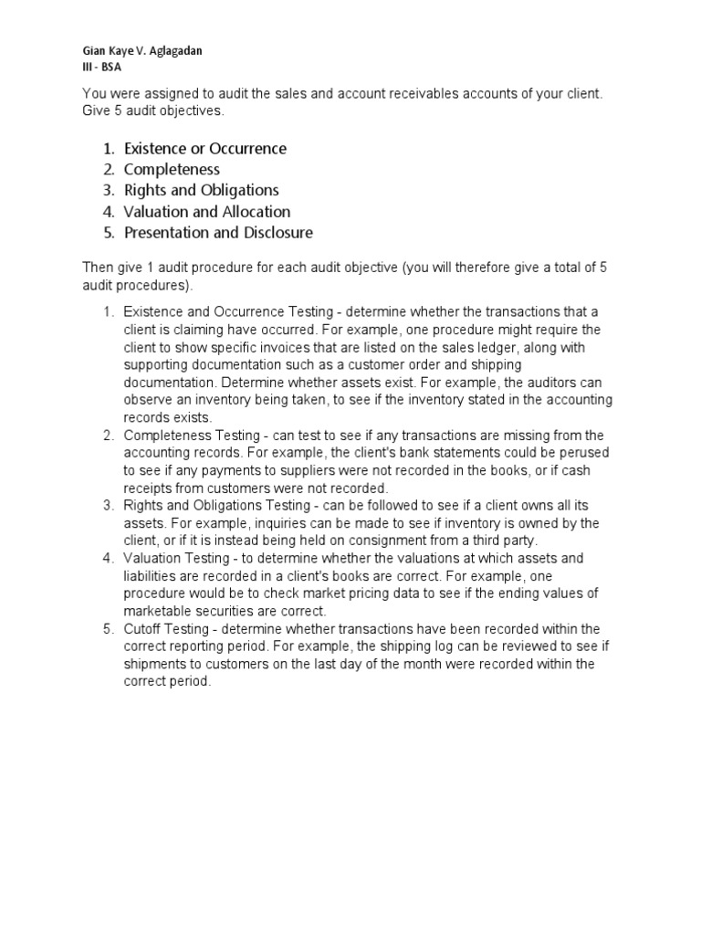 Audit of Sales and Accounts Receivable: Objectives and Procedures | PDF