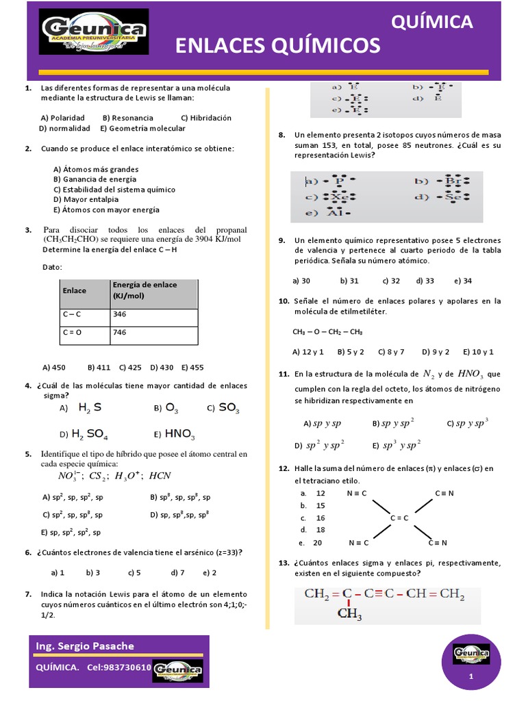 Enlaces Químicos y Estructuras Moleculares | PDF | Enlace químico | Química