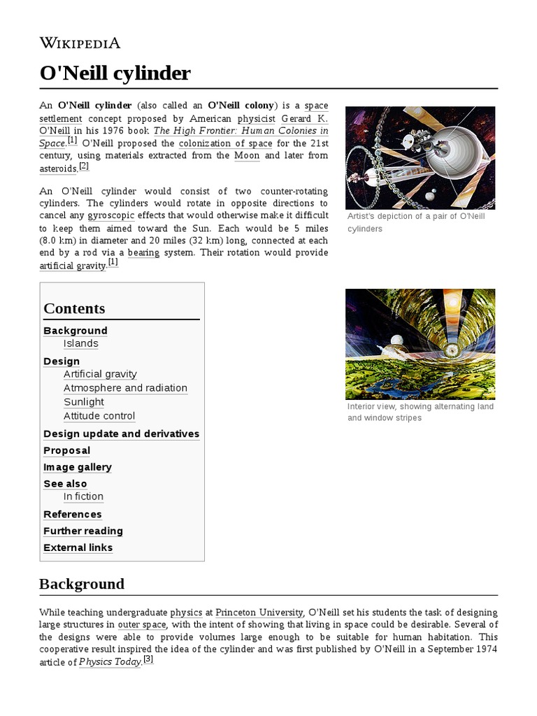 O'Neill Cylinder | PDF | Astronomy | Spaceflight O'Neill Cylinder | PDF | Astronomy | Spaceflight
