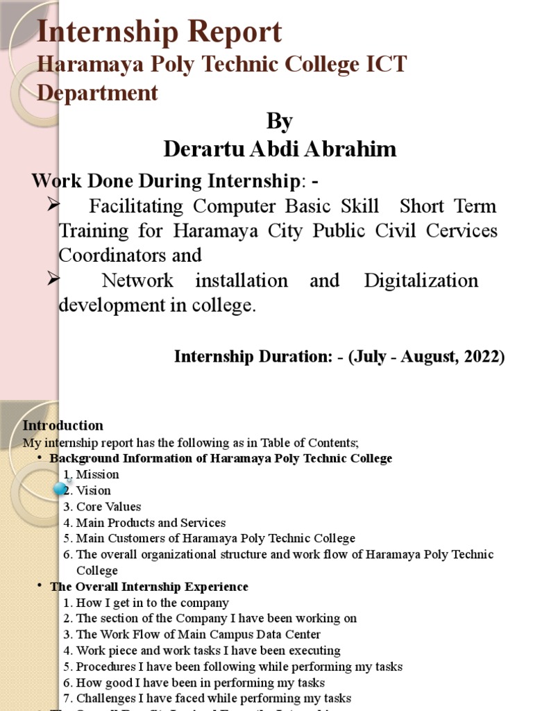 Internship Report Presentation | PDF | Computer Network | Internship