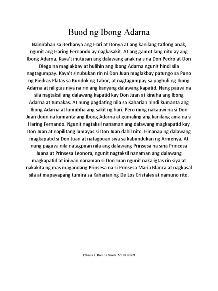 Ibong Adarna Buod Ibong Adarna By Santos Geomon On DeviantArt