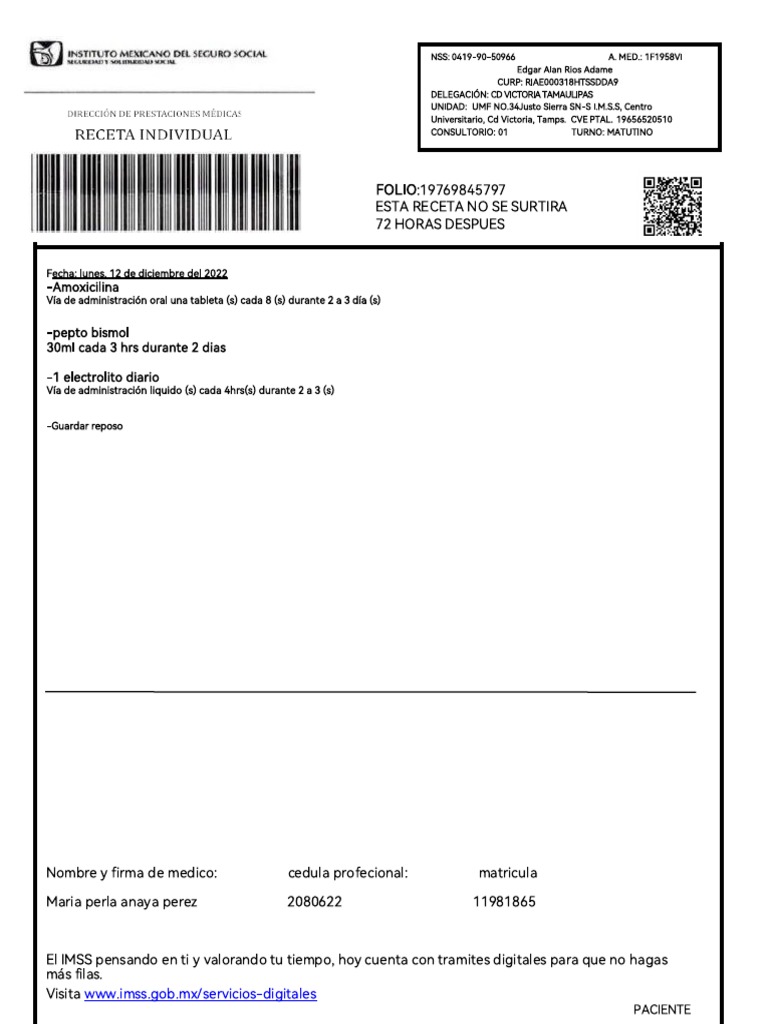 Receta Del Imss | PDF