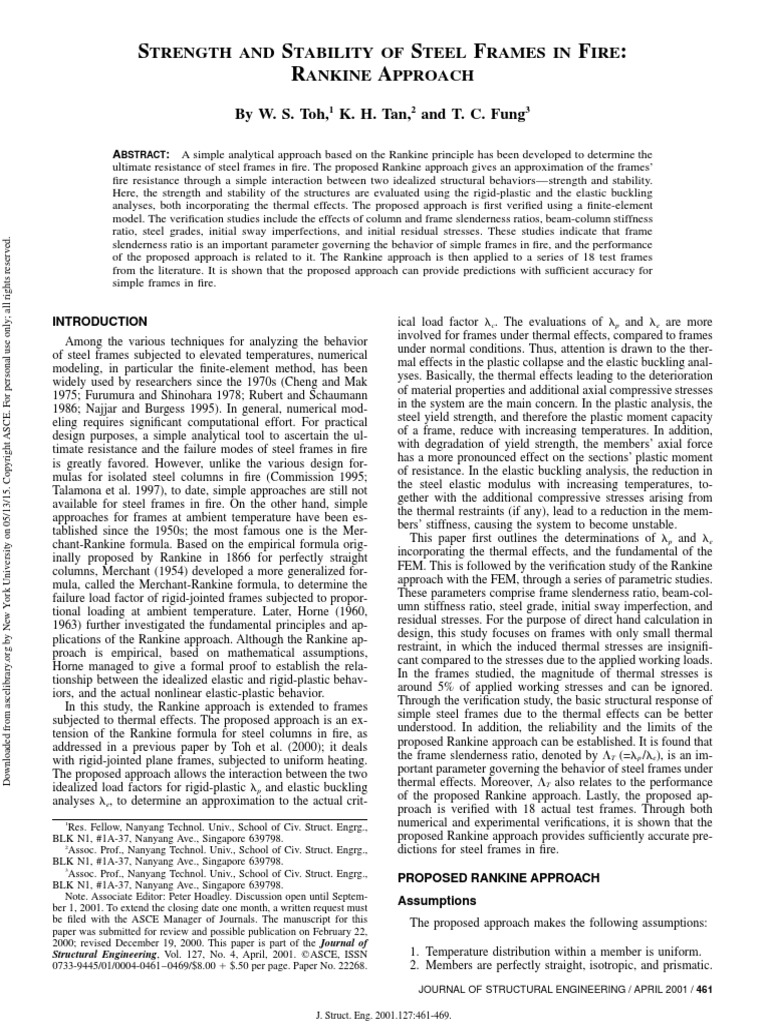 Strength and Stability of Steel Frames in Fire | PDF | Deformation ...