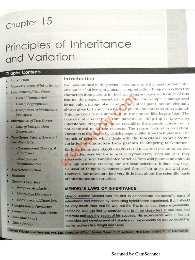 Principles of Inheritance and Variation | PDF