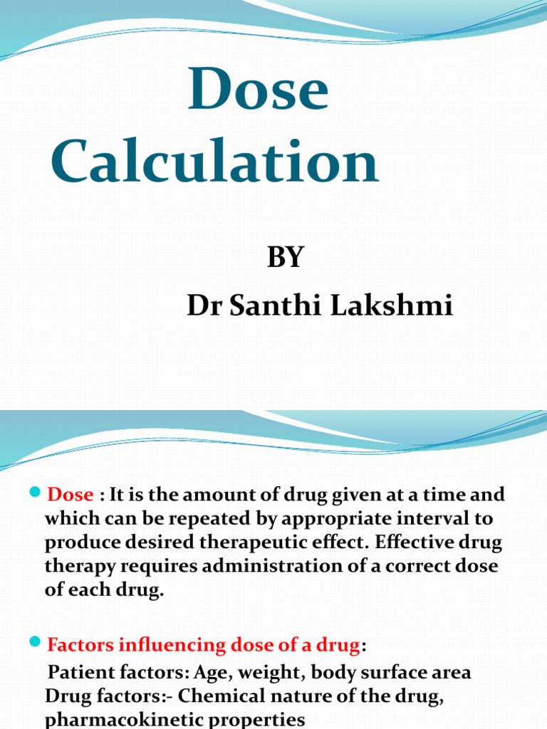 Section - I Part - IV Dosage Calculations Doap Session - Cbme | PDF ...