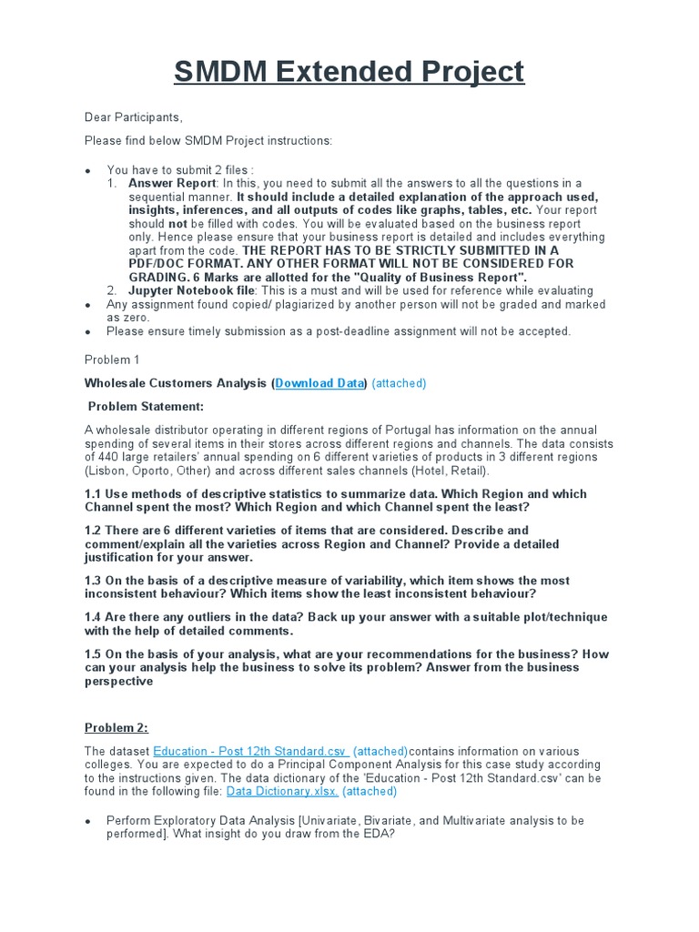 SMDM Extended Project | PDF | Data Analysis | Statistics