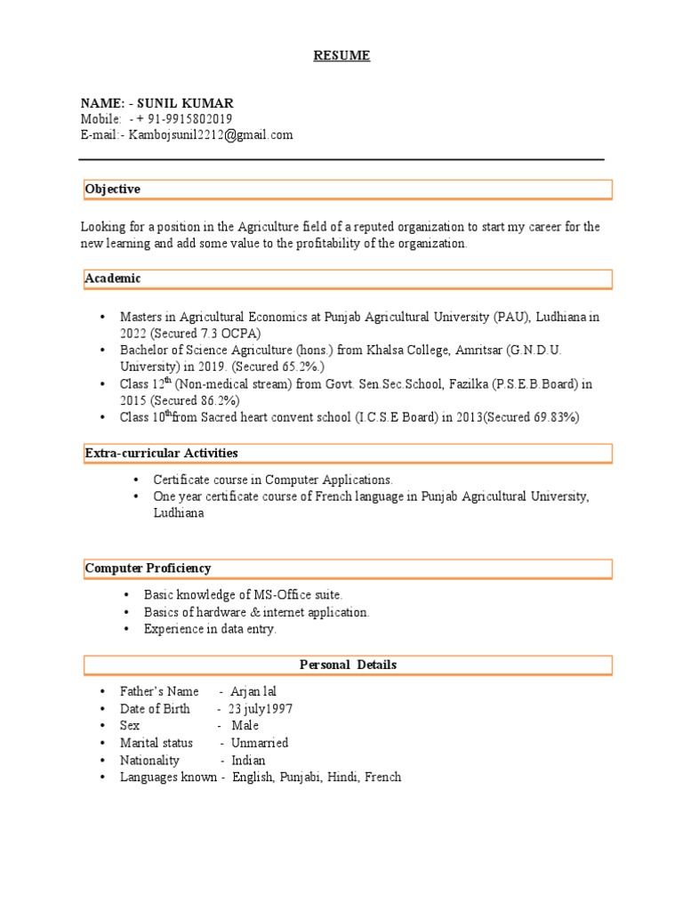 Sunil Resume 1 | PDF