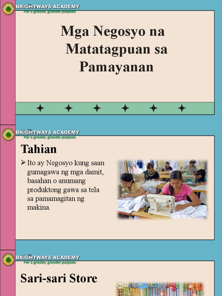 Q1 - EPP Intermediate - Lesson 2 - Mga Negosyo Na Matatagpuan Sa ...