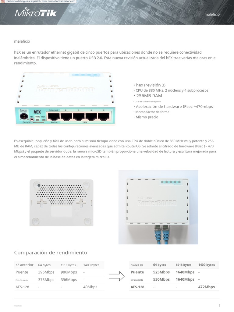 Especificaciones del Mikrotik RB750Gr3 | PDF | USB | Hardware de la ...