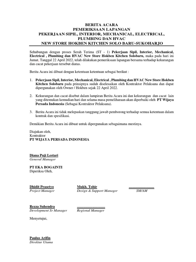 Form - Bapl Dan Bast-1 HBK Solobaru | PDF