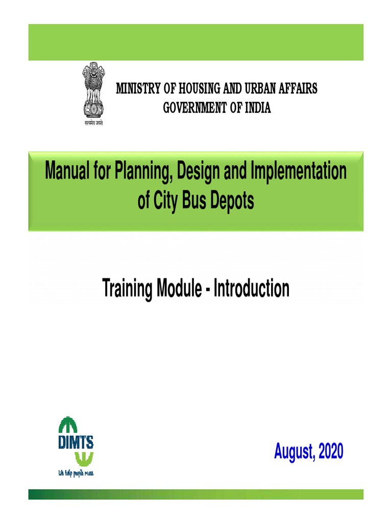 Manual For Planning, Design and Implementation of City Bus Depots 2020 MOHUA India | PDF | Bus ...