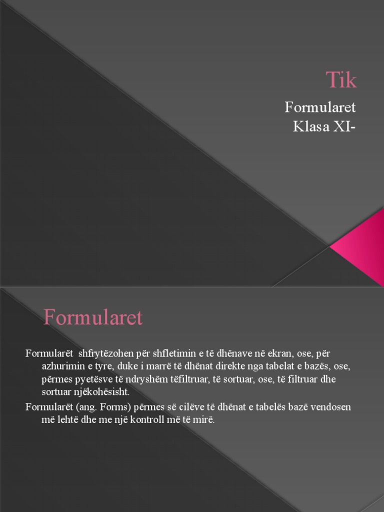 Tik Formularet Klasa Xi 1 | PDF Tik Formularet Klasa Xi 1 | PDF