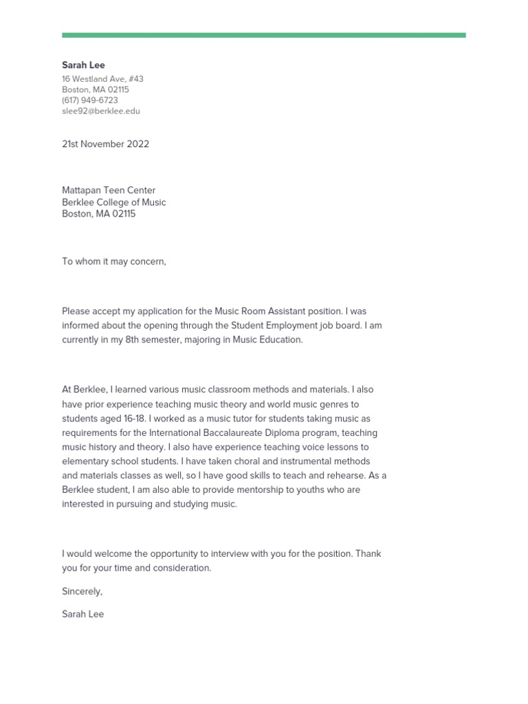 Sample Cover Letter | PDF