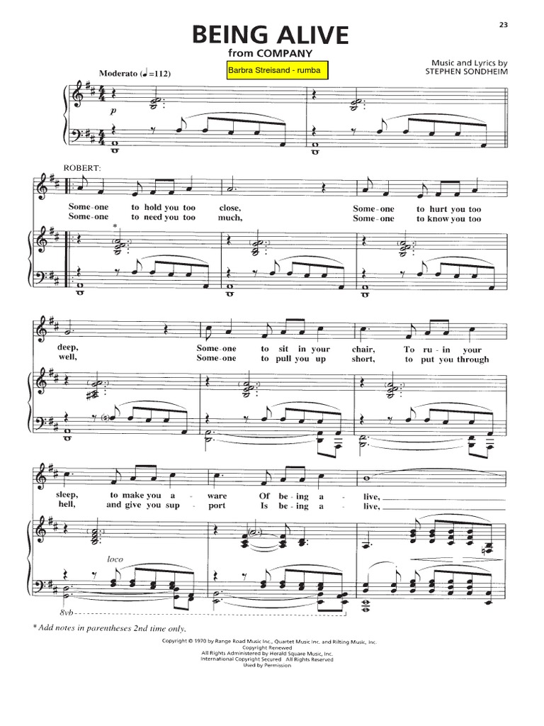 Being Alive (Du Film Company) (Chant Barbra Streisand) (Rumba) | PDF