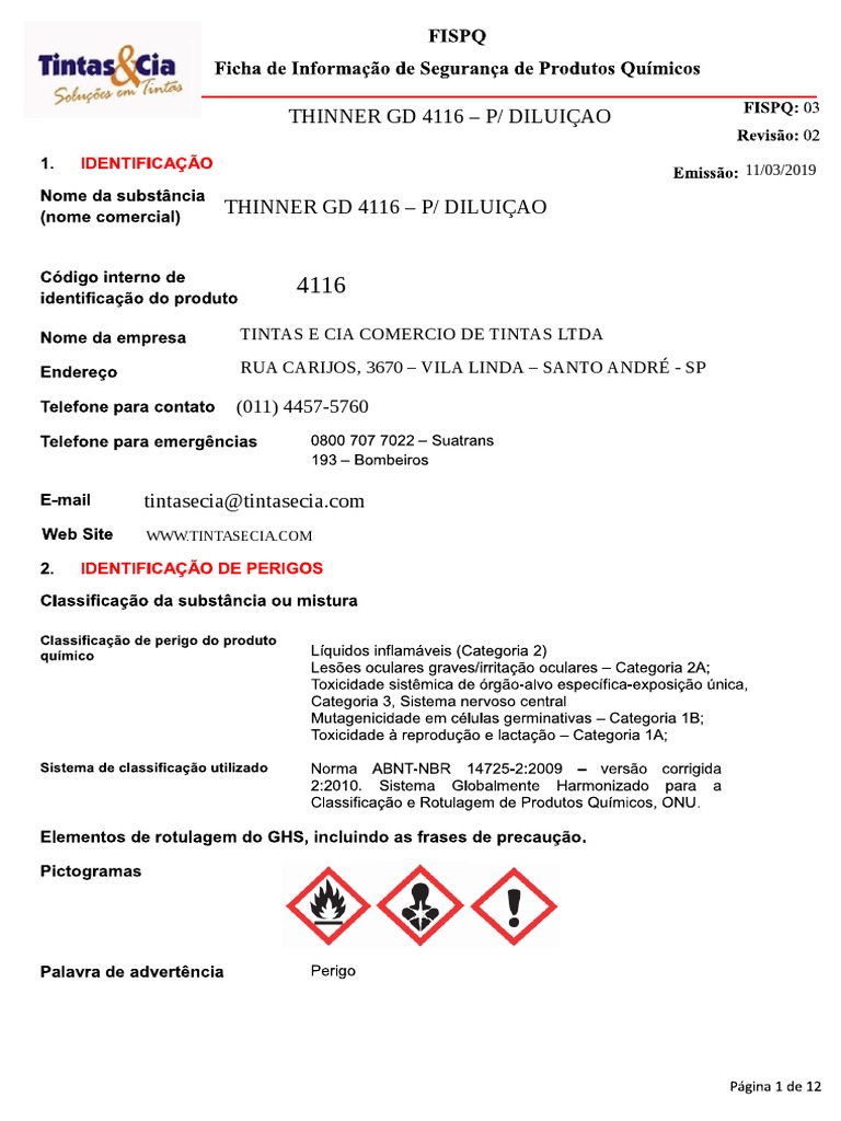 Fispq Gd4116 - Tintas e CIA Nova | PDF