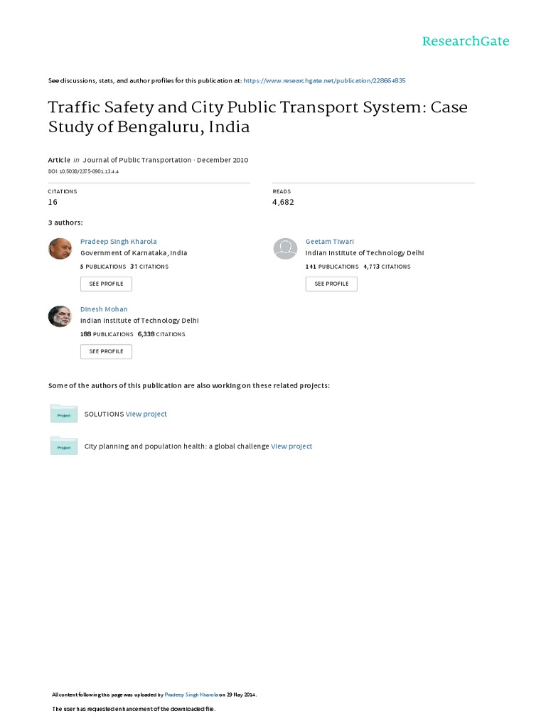 Traffic Safety and City Public Transport System: Case Study of ...