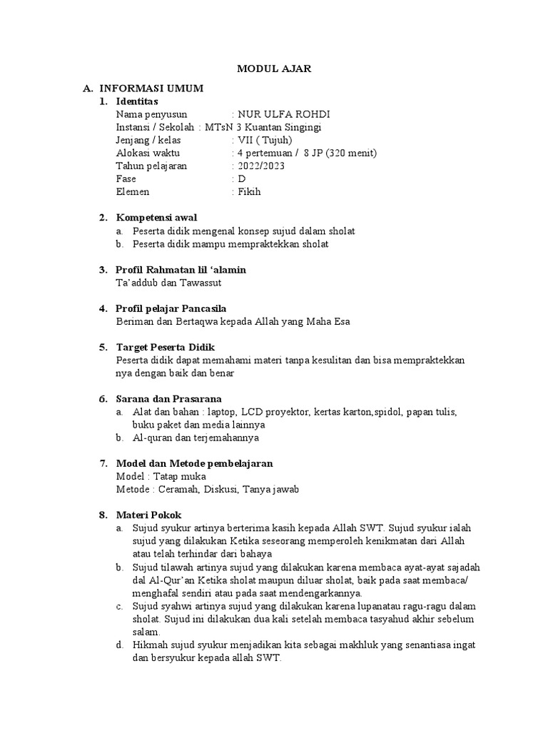 Modul Ajar Nur Ulfa Rohdi | PDF