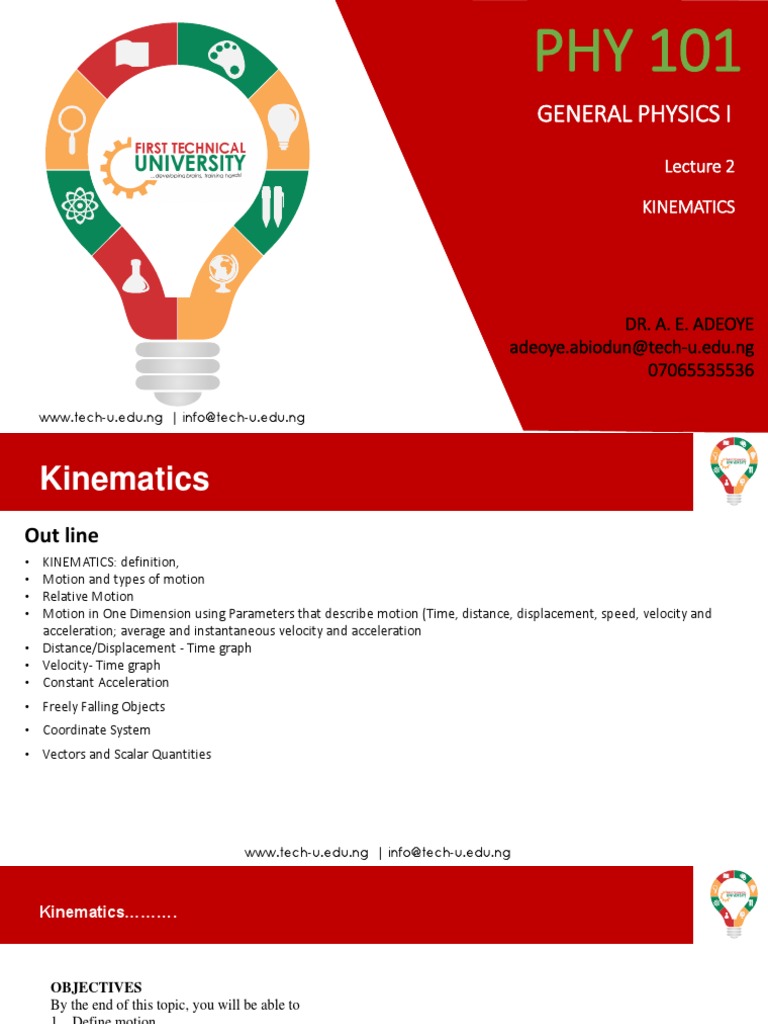Phy 101 Lecture 2 Pdf Euclidean Vector Velocity