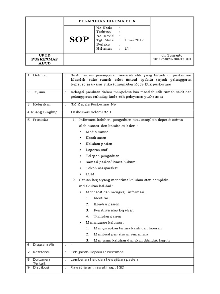 1251 SOP Pelaporan Dilema Etik | PDF