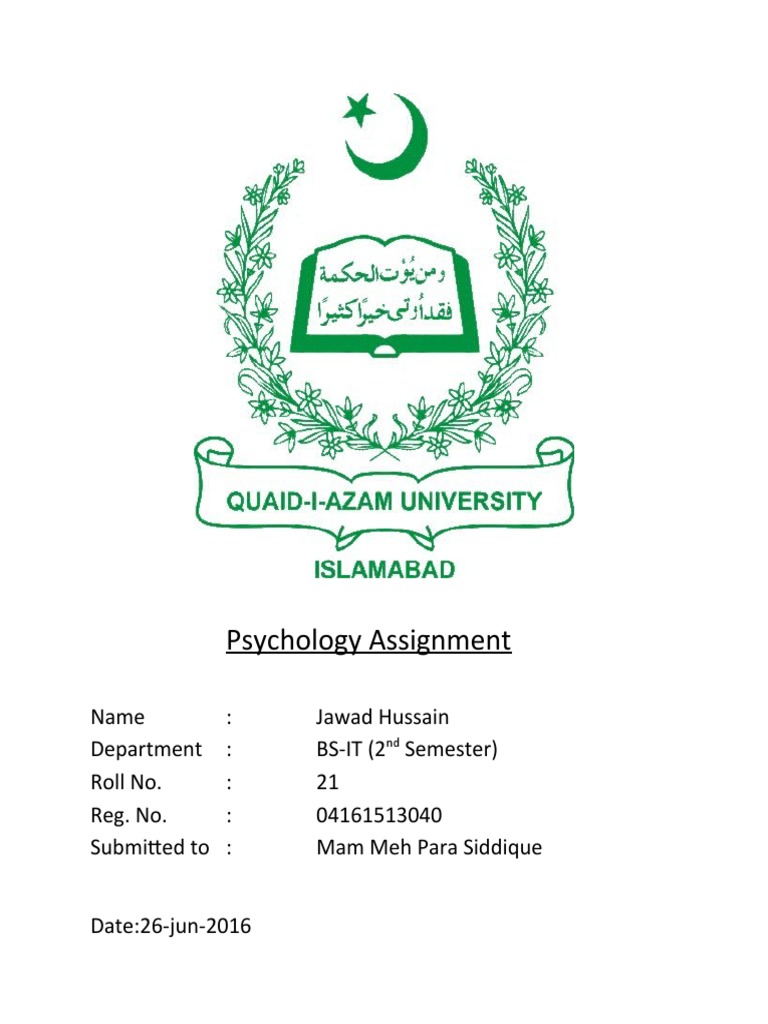 Psychology Assignment Jawad | PDF