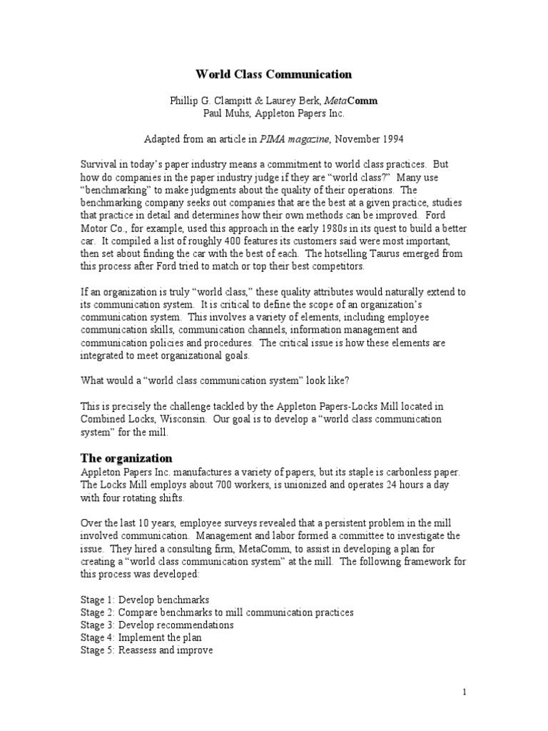 World Class Communication - Philip Clampitt | PDF | Communication ...