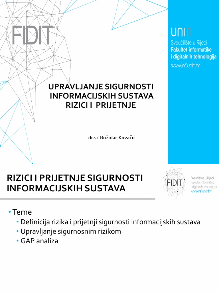 ISBT - Rizici I Prijetnje Informacijskih Sustava | PDF