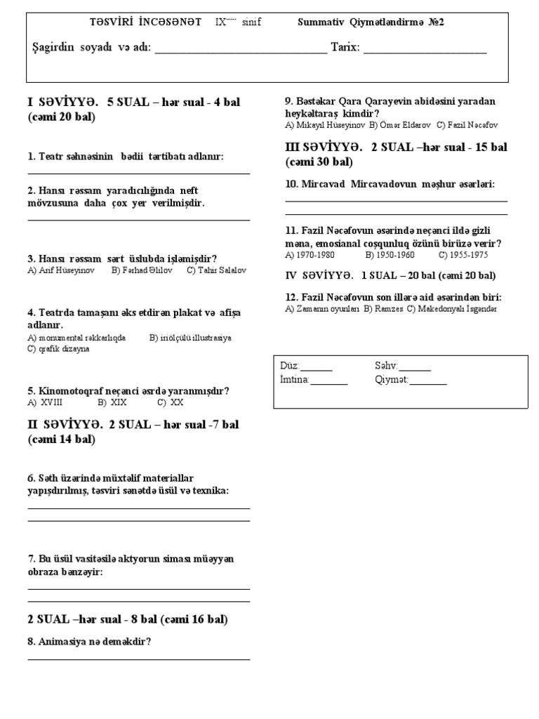 9 S. Təsviri Incəsənət2 SQ-2 | PDF