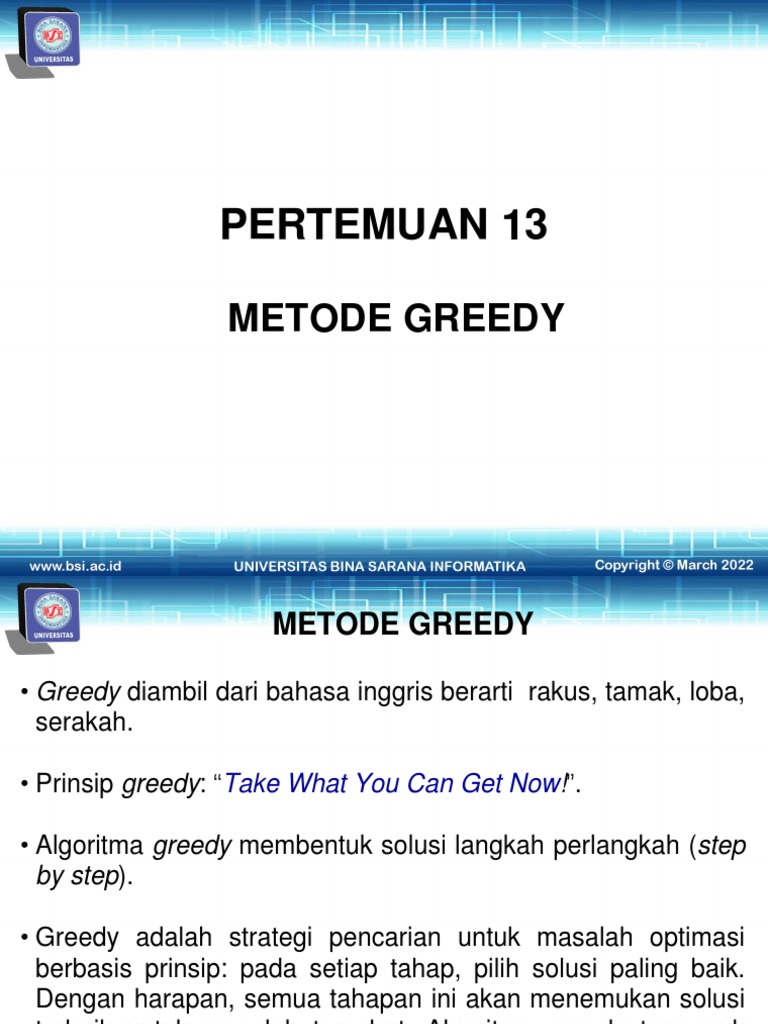 Pertemuan 13: Metode Greedy | PDF