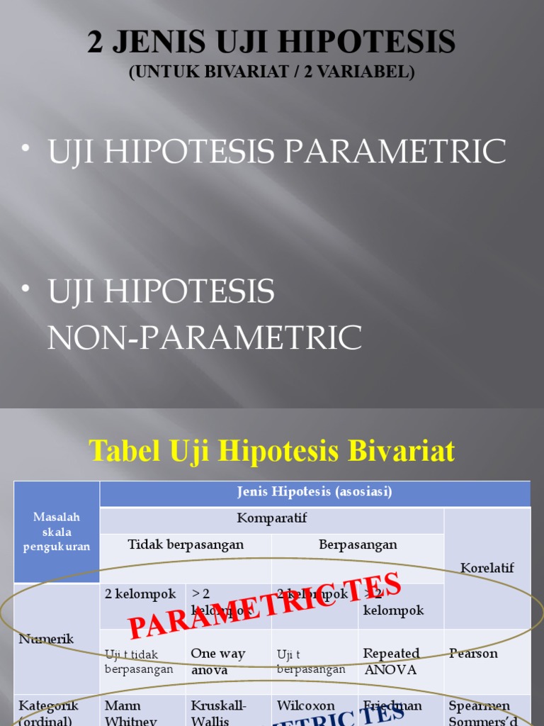 Uji Hipotesis Bivariat: Parametrik & Non-Parametrik | PDF