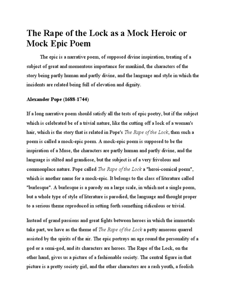Mock Epic Poem | PDF