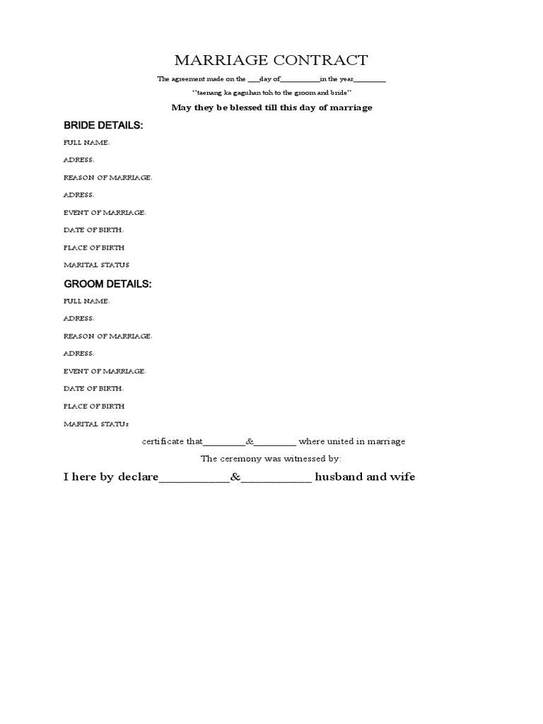 Marriage Contract | PDF