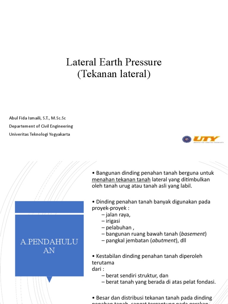 Tekanan Tanah Lateral (Ke Samping) | PDF
