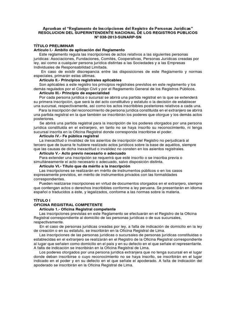 Compendio Reglamento Del Registro de Personas Jurídicas | PDF ...