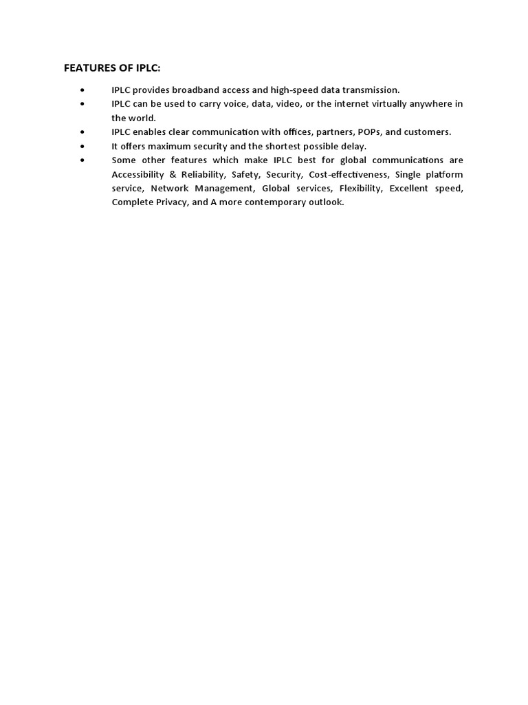 Features of Iplc | PDF | Technology & Engineering