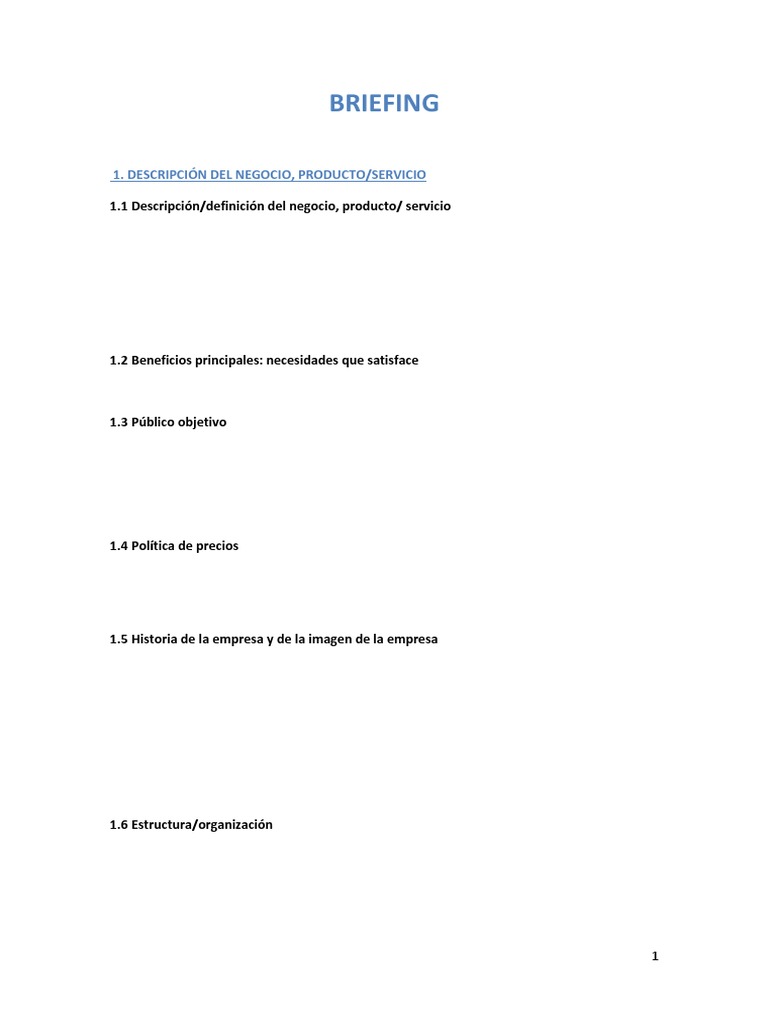 Plantilla para Hacer Un Briefing | PDF | Marketing | Marca