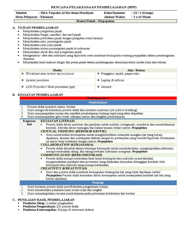 RPP Kelas Xi Ekonomi Ketenagakerjaan | PDF | Karier & Perkembangan