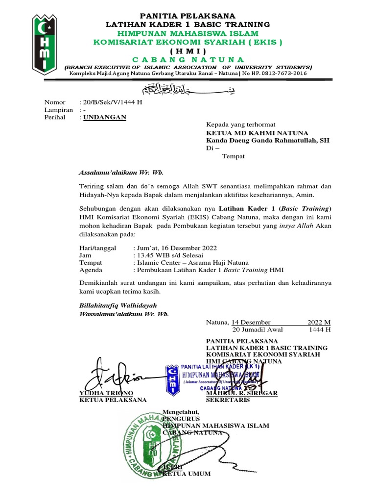 Surat Undangan HMI | PDF