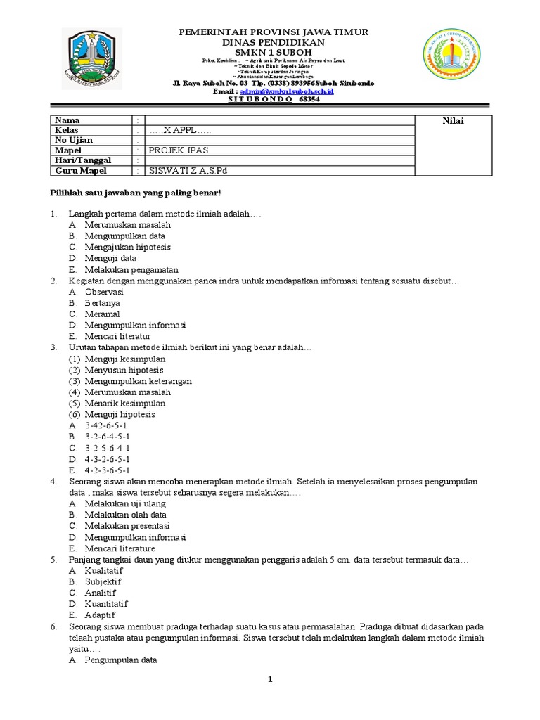 Soal Pas Ipas Ganjil Fix | PDF