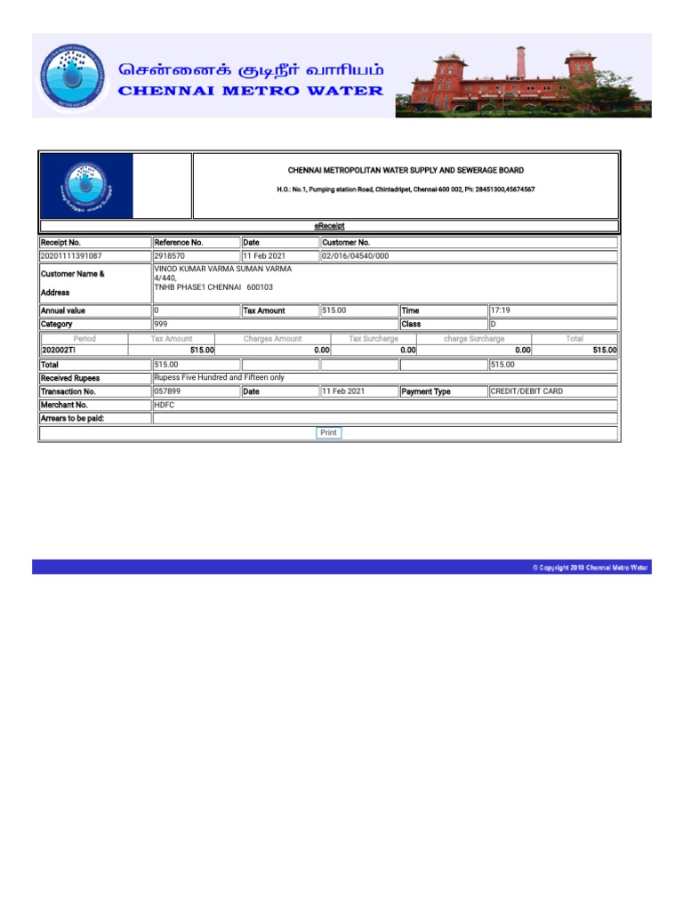 Chennai Metro Water 2 | PDF