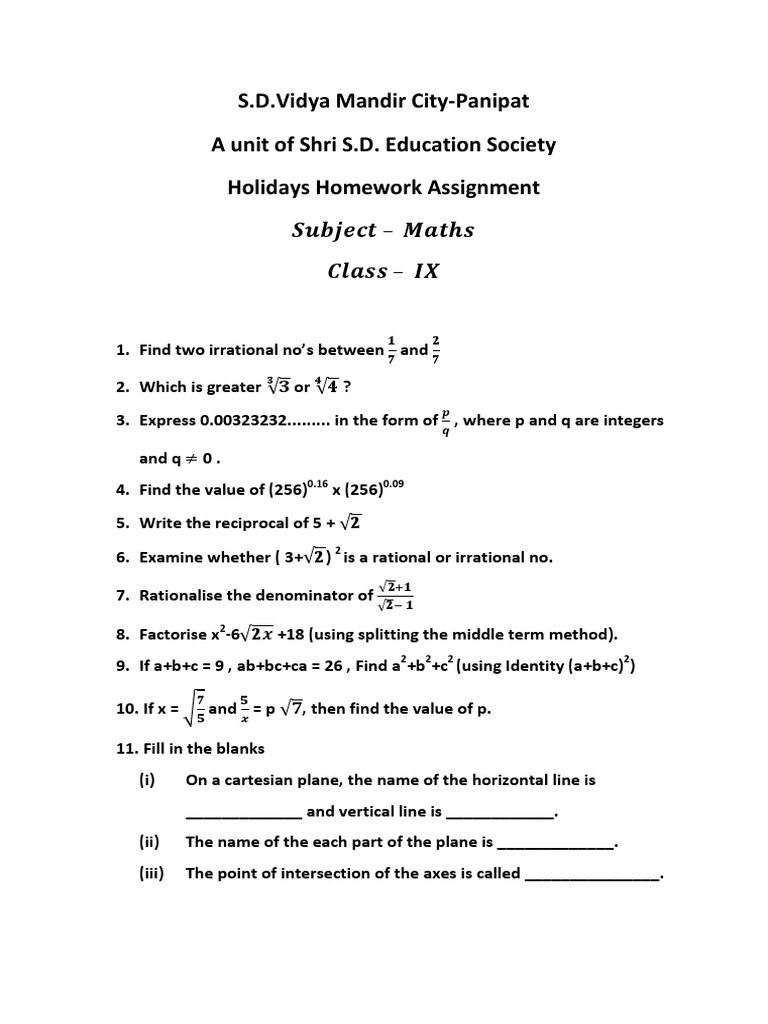 2021 June Holiday Homework | PDF | Cartesian Coordinate System ...