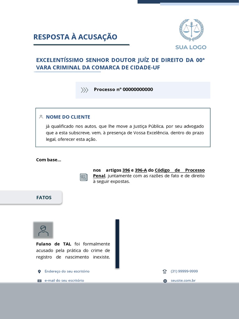 Resposta A Acusação - Box Visual Law 360 | PDF | Procedimento criminal ...