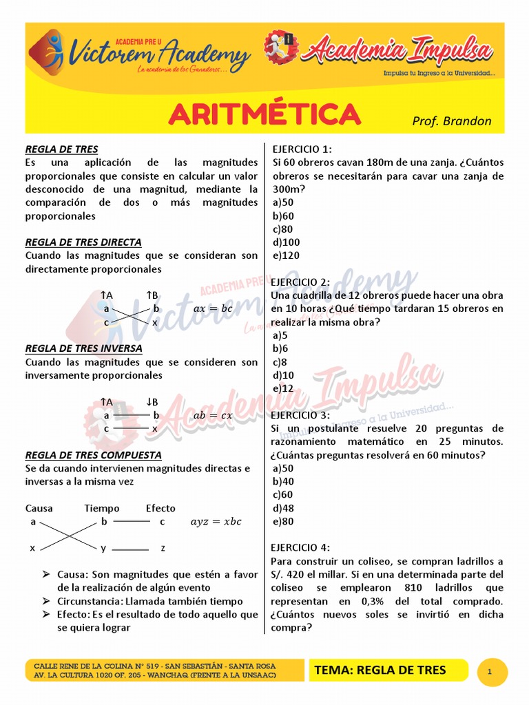 Regla de Tres Simple Brandon | PDF | Matemáticas