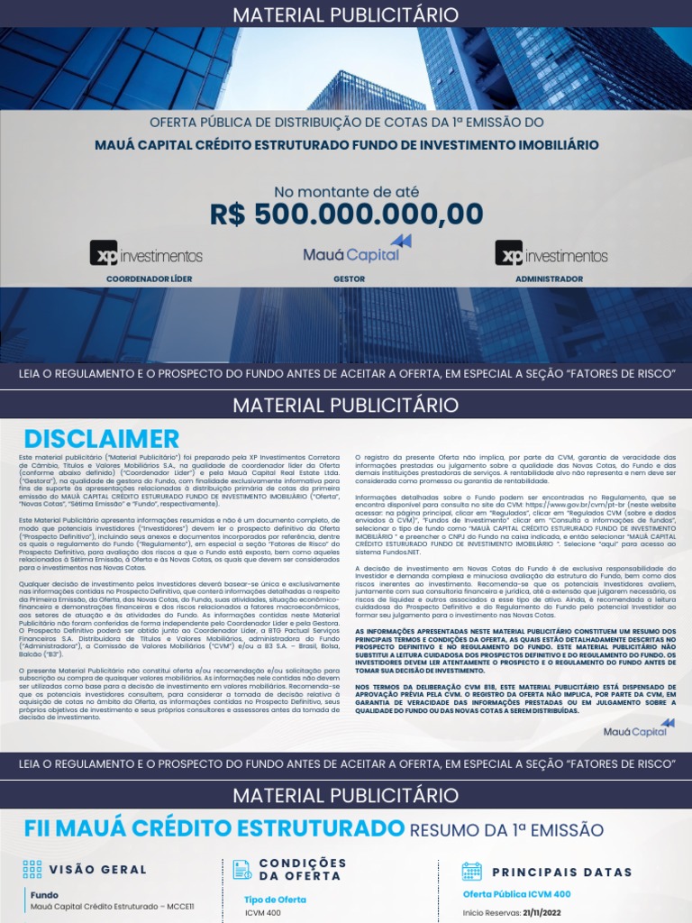 Material Publicitário MCCE11 | PDF | Investimentos | Crédito