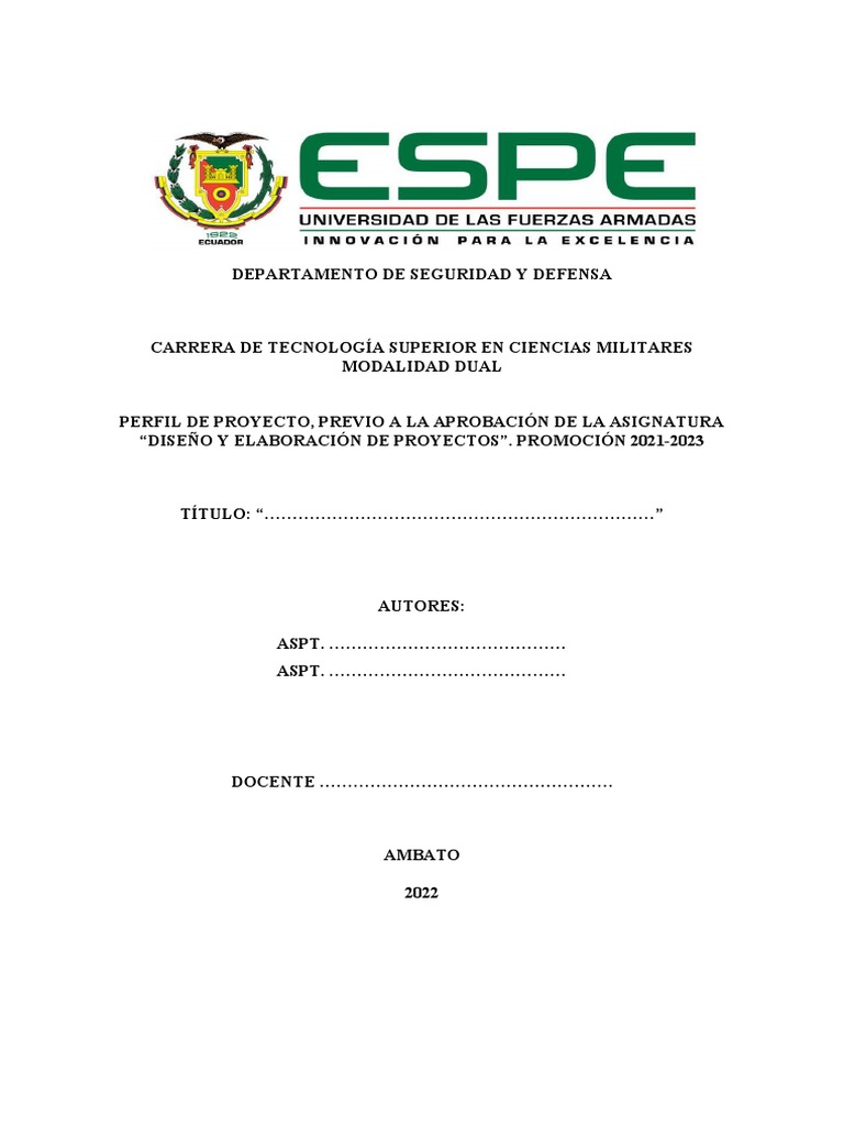 Formato Perfil de Proyecto 1 | PDF