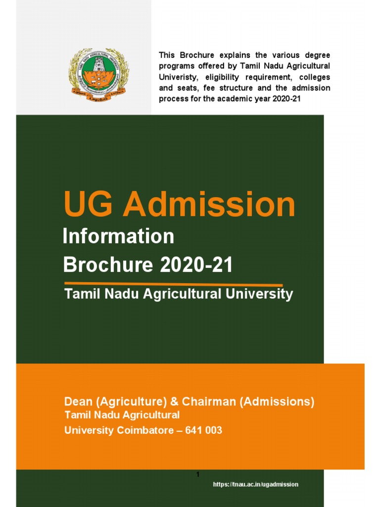 UG Information Brochure 2020 English | PDF | University And College Admission | Academic Degree