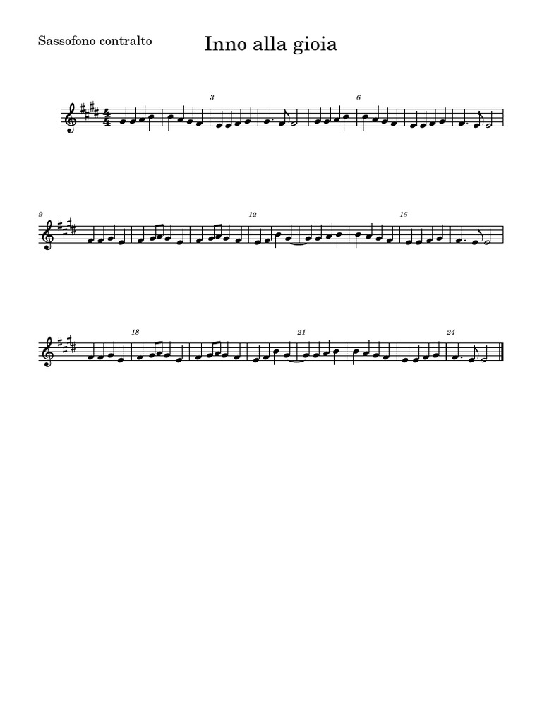 Inno alla Gioia for Alto Saxophone | PDF
