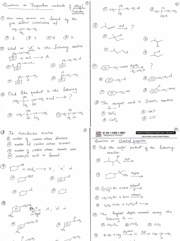 Haloalkanes and Haloarenes Multiple Choice Questions 10519318 2022 12 ...