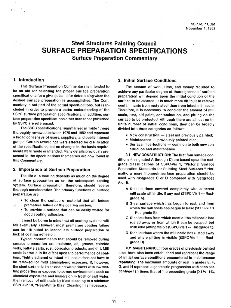 SSPC VIS-1 1982 Guide To Pictorial Surface Preparation Standards For ...