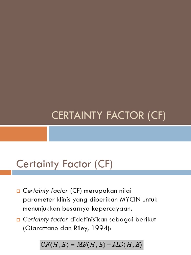 Memahami Certainty Factor dalam MYCIN | PDF | Metode & Bahan Ajar