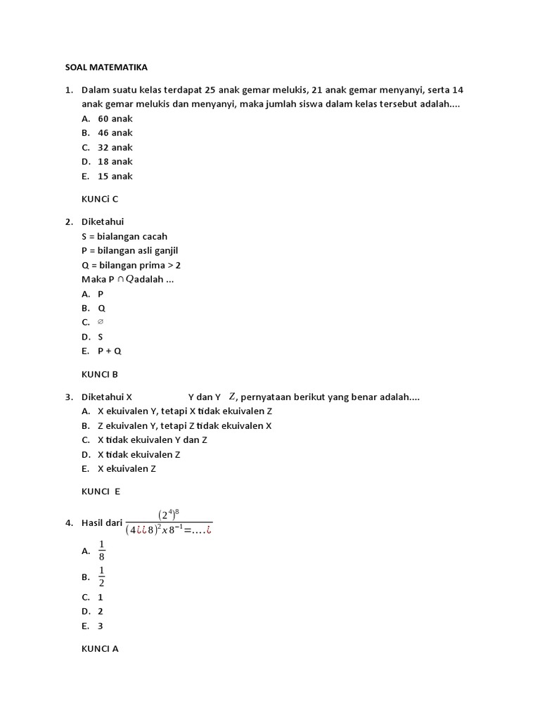 Contoh Soal MTK | PDF